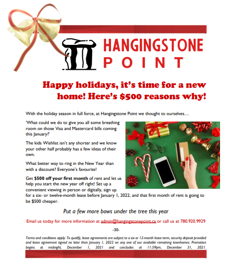 Looking for lease or rental promotions in Fort McMurray? | Hangingstone ...